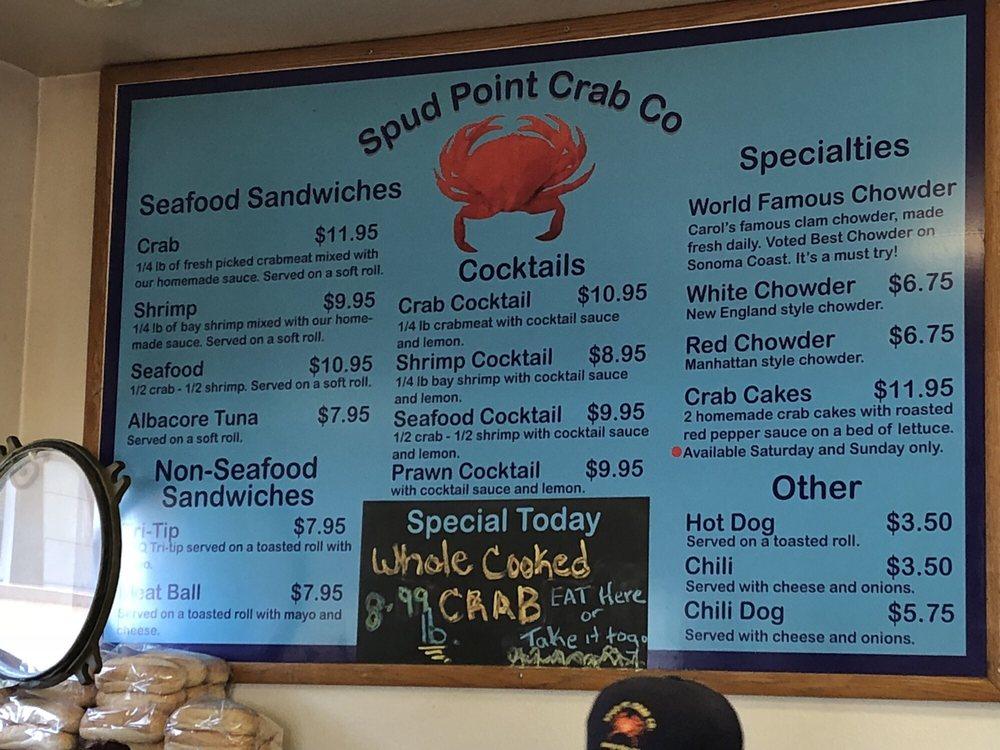 Menu at Spud Point Crab Company restaurant, Bodega Bay