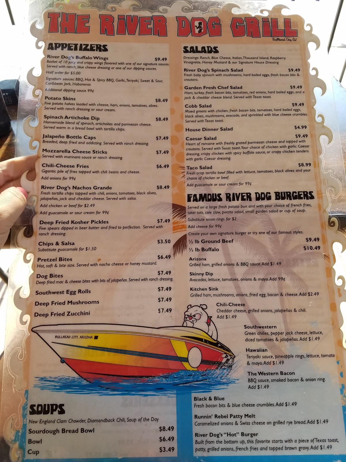 Menu at The River Dog Grill pub & bar, Bullhead City, AZ-95