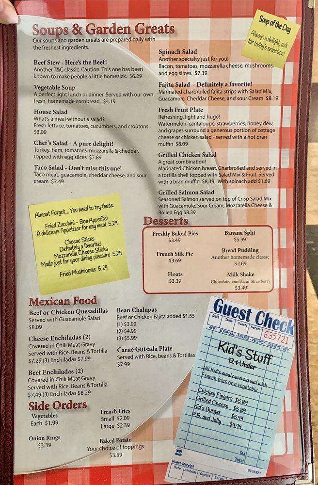 Menu at Town And Country Cafe, Corpus Christi, S Alameda St