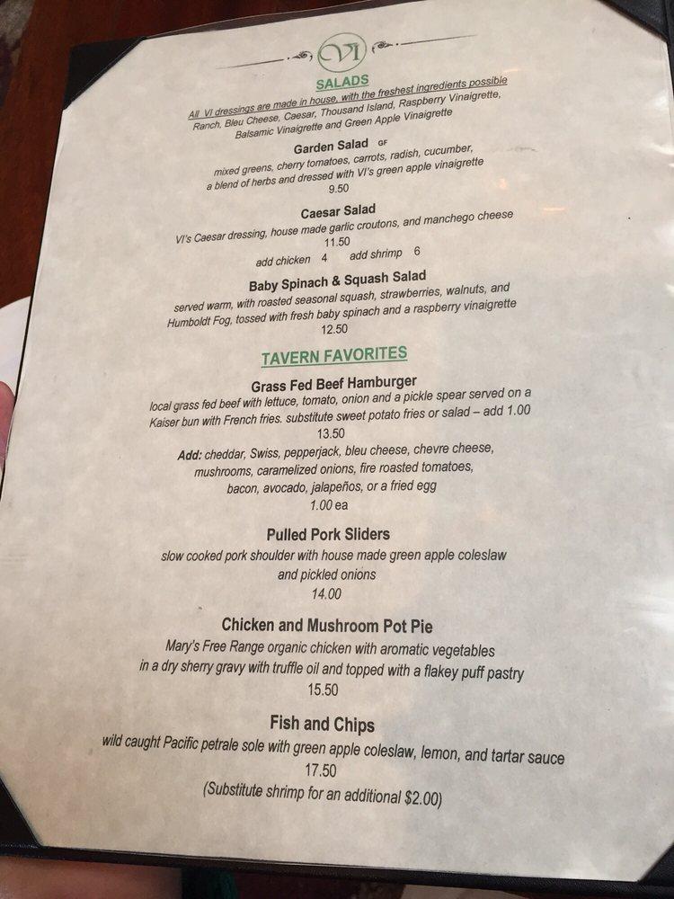 Menu at VI Restaurant, Ferndale