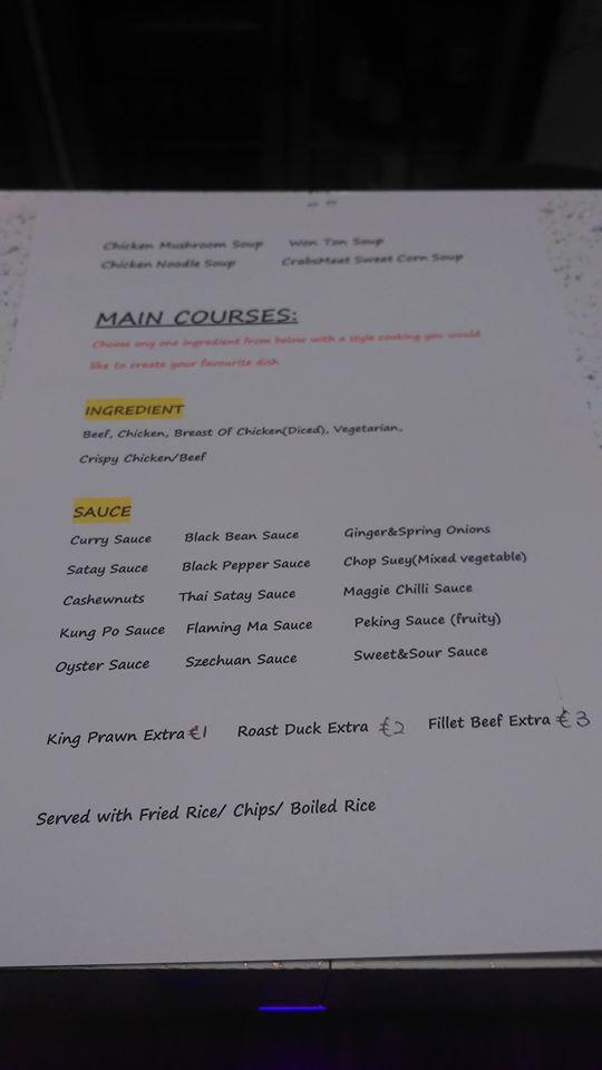 Menu at Golden Village restaurant, Ireland, unit 3&4 Johnstown Rd