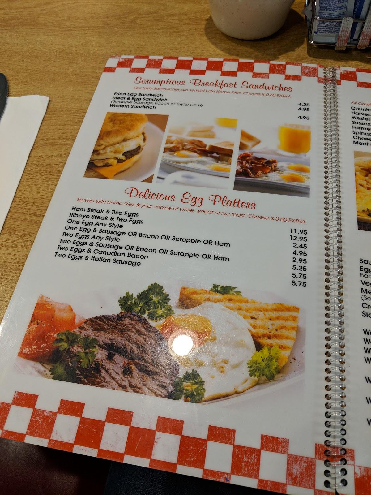 Menu at Harvest Diner restaurant, Georgetown, Dupont Blvd