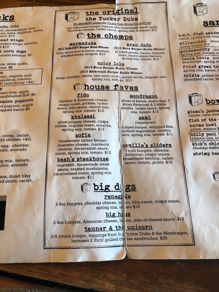 Menu at Tucker Duke's pub & bar, Deerfield Beach, S Powerline Rd #102