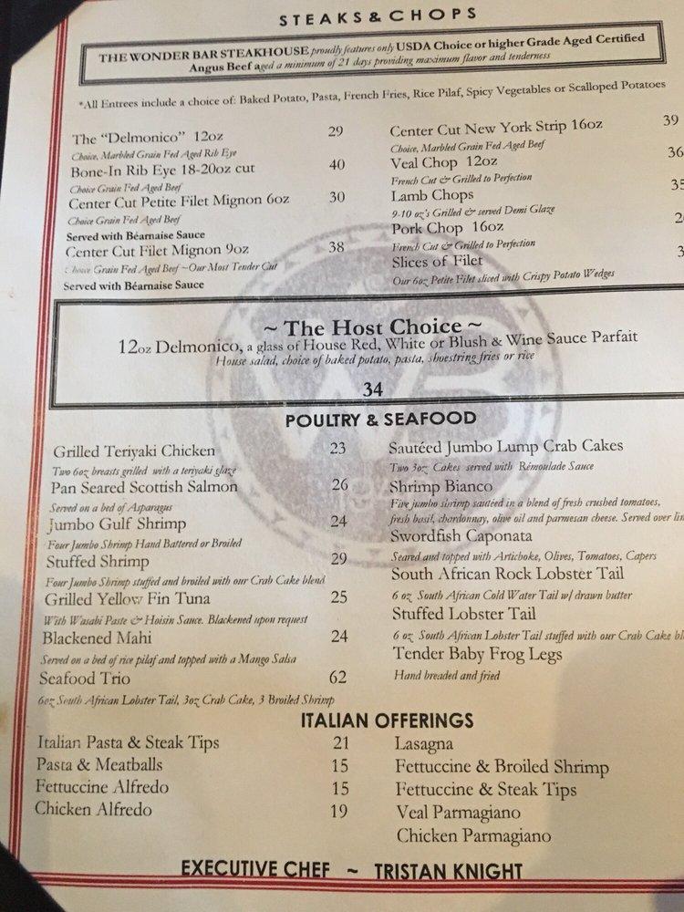 Menu at Wonder Bar Steak House, Clarksburg, Wonderbar Rd