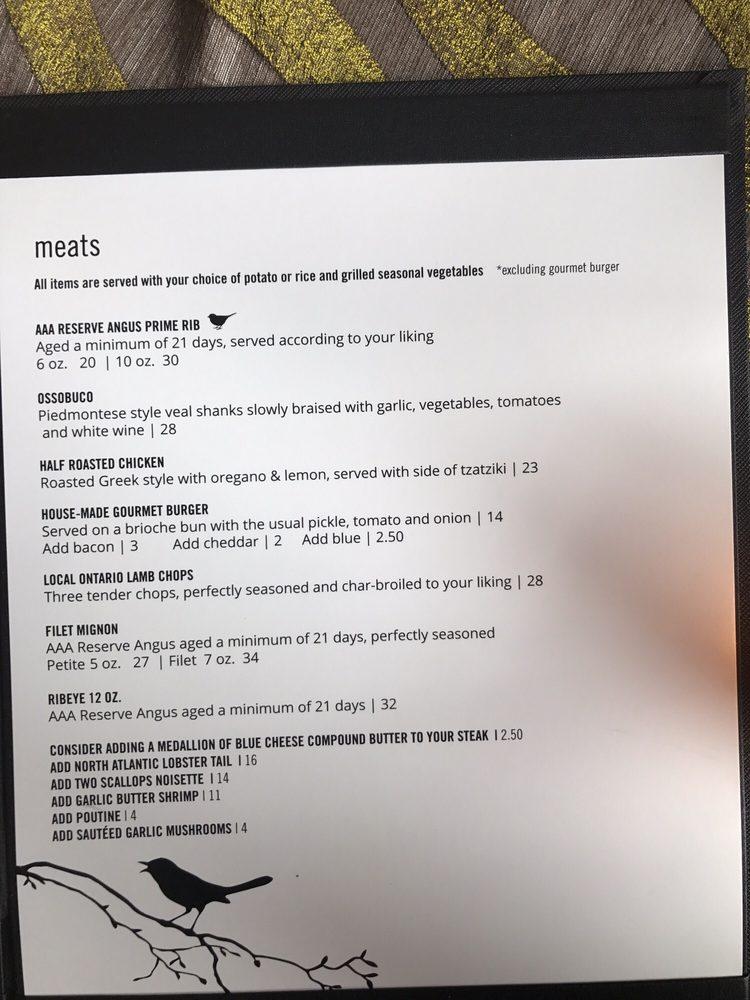 Menu at Birdy's Fine Casual Dining restaurant, Belleville