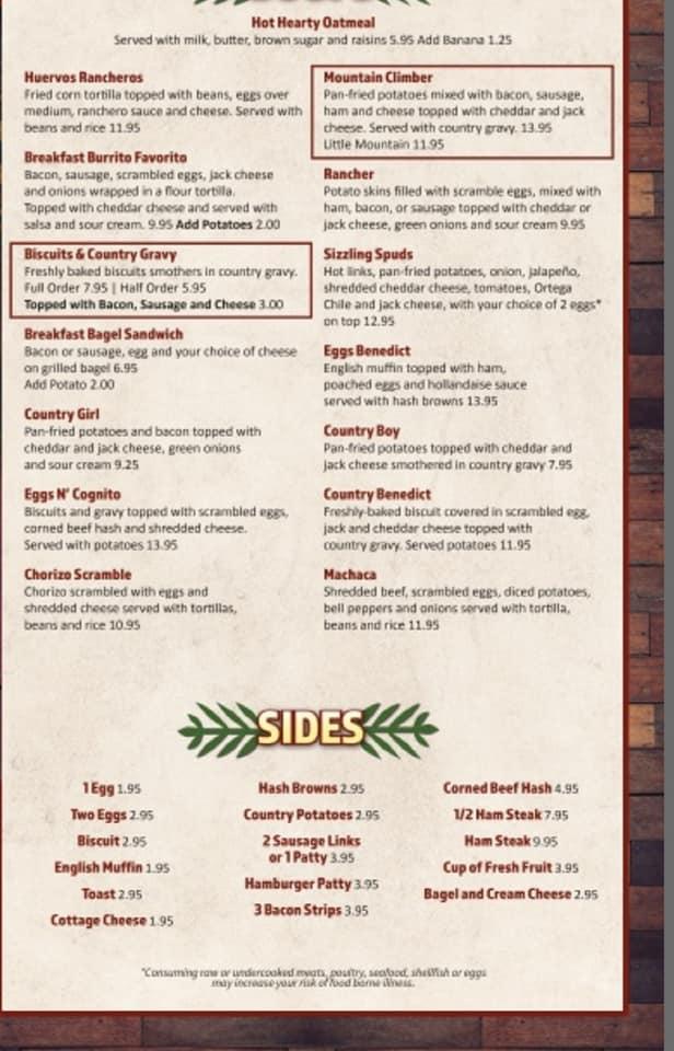 Menu at Crestline Cafe, Crestline, Lake Dr