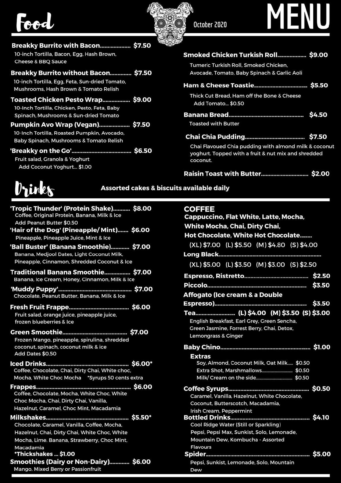 Menu at Fat Dogz Cafe - Hammett Street, Currajong
