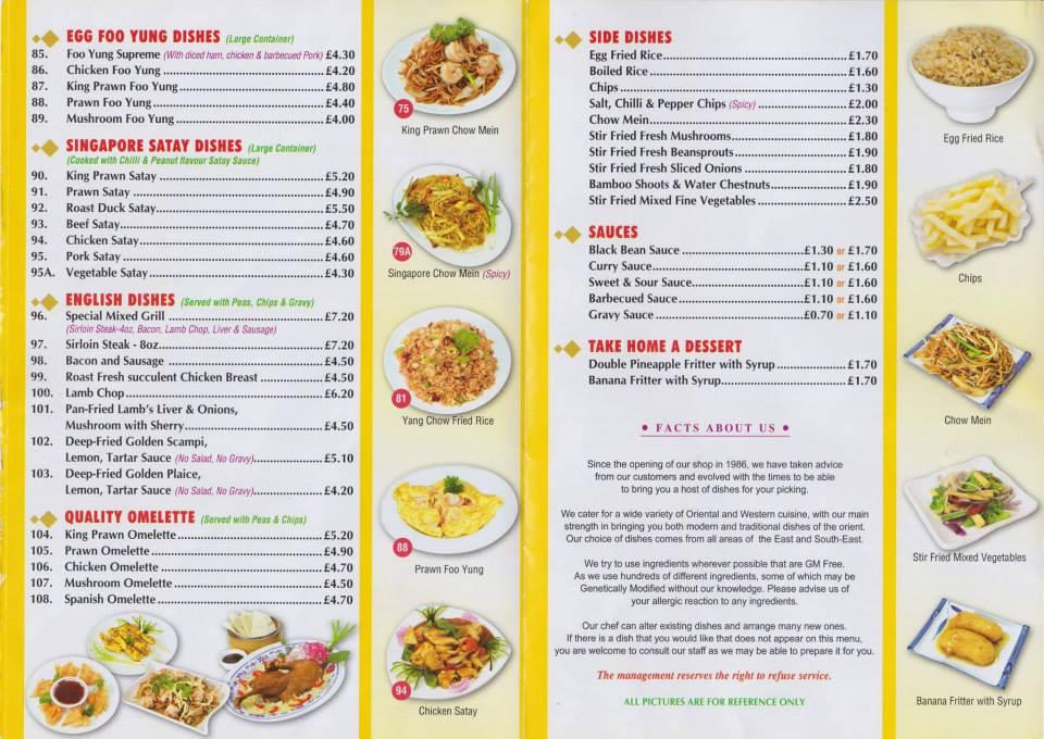 Menu at Lee's Happi Eater fast food, Stoke-on-Trent