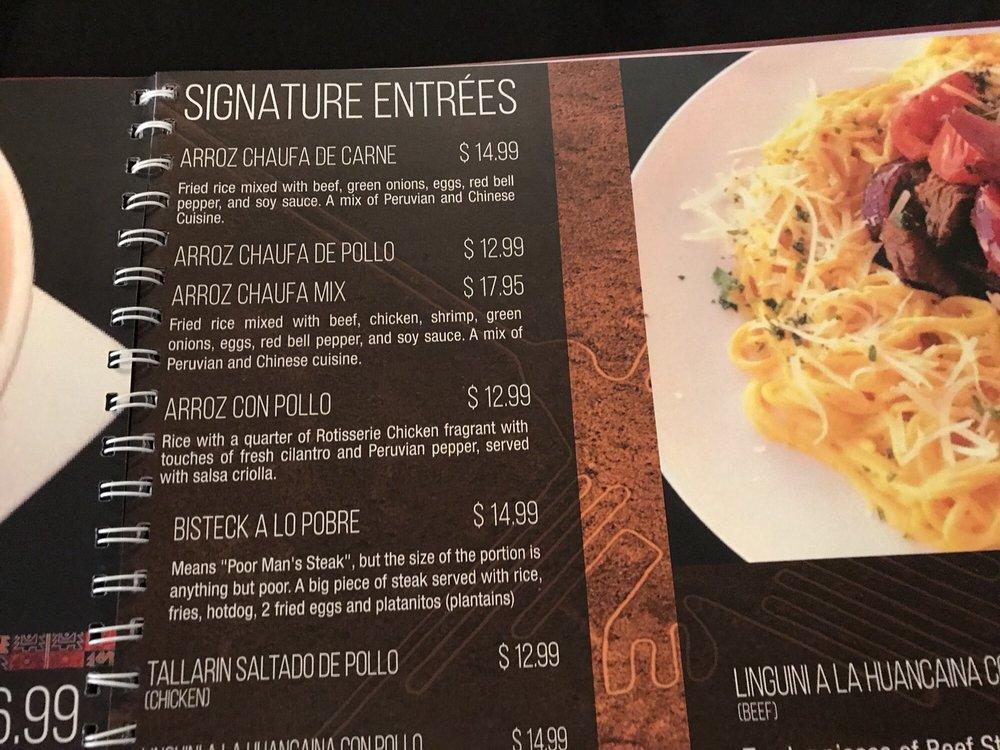 Menu at MAS PERUVIAN RESTAURANT, Tempe, N Scottsdale Rd