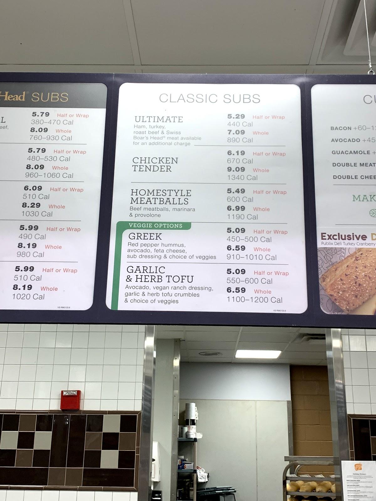 Menu at Publix Super Market at Chasewood Plaza, Jupiter