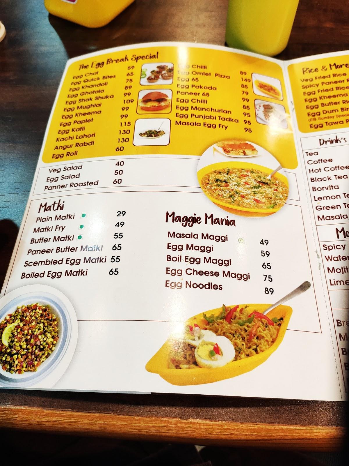 Menu at The Egg Break Cafe, Ratnagiri