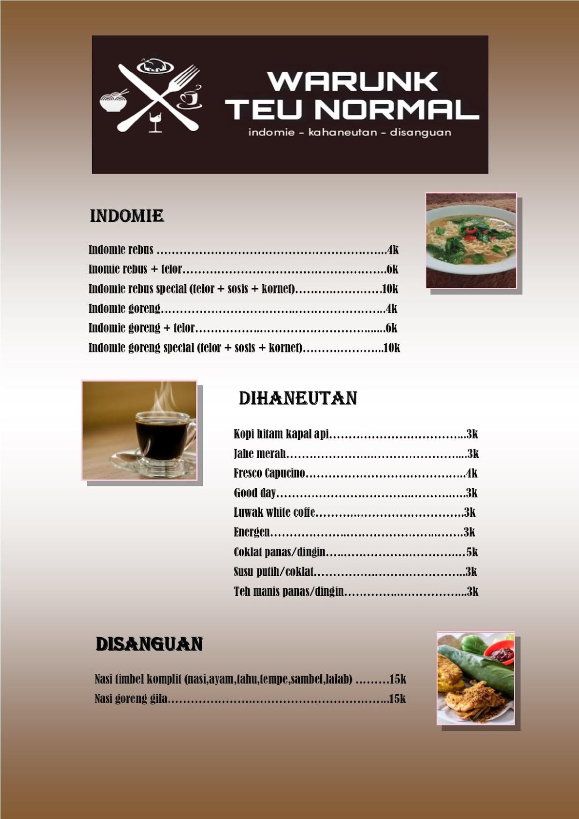 Menu at Warunk Teu Normal, Katapang