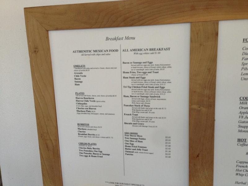 Menu at Marina Cafe, Ventura