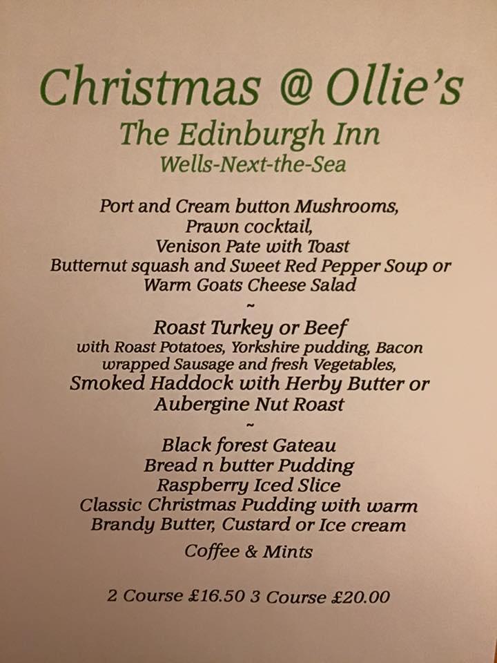 Menu at Ollie`s Restaurant, Wells-next-the-Sea