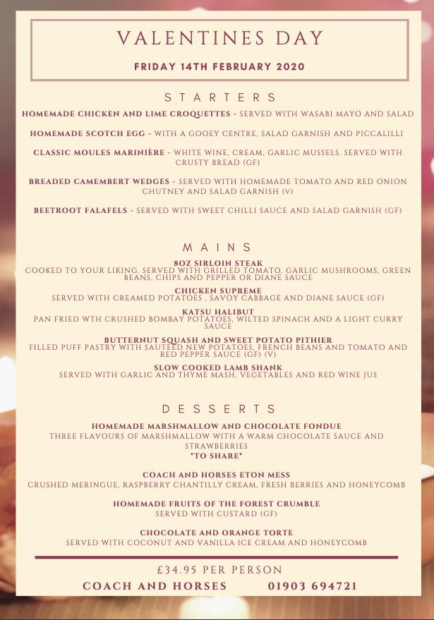 Menu at The Coach & Horses pub & bar, Worthing