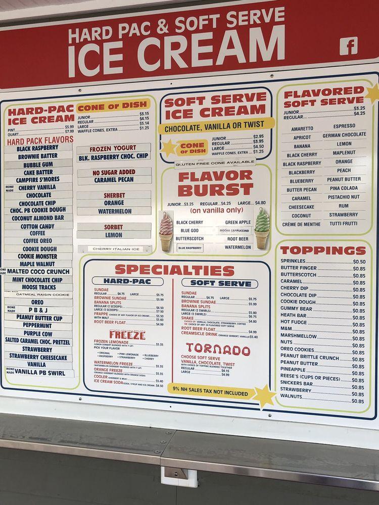 Menu at Twinkle Town Miniature Golf, Swanzey