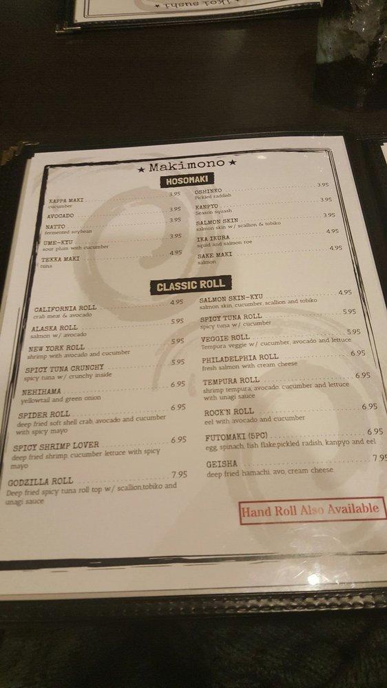 Menu at Ikoi Sushi restaurant, San Rafael