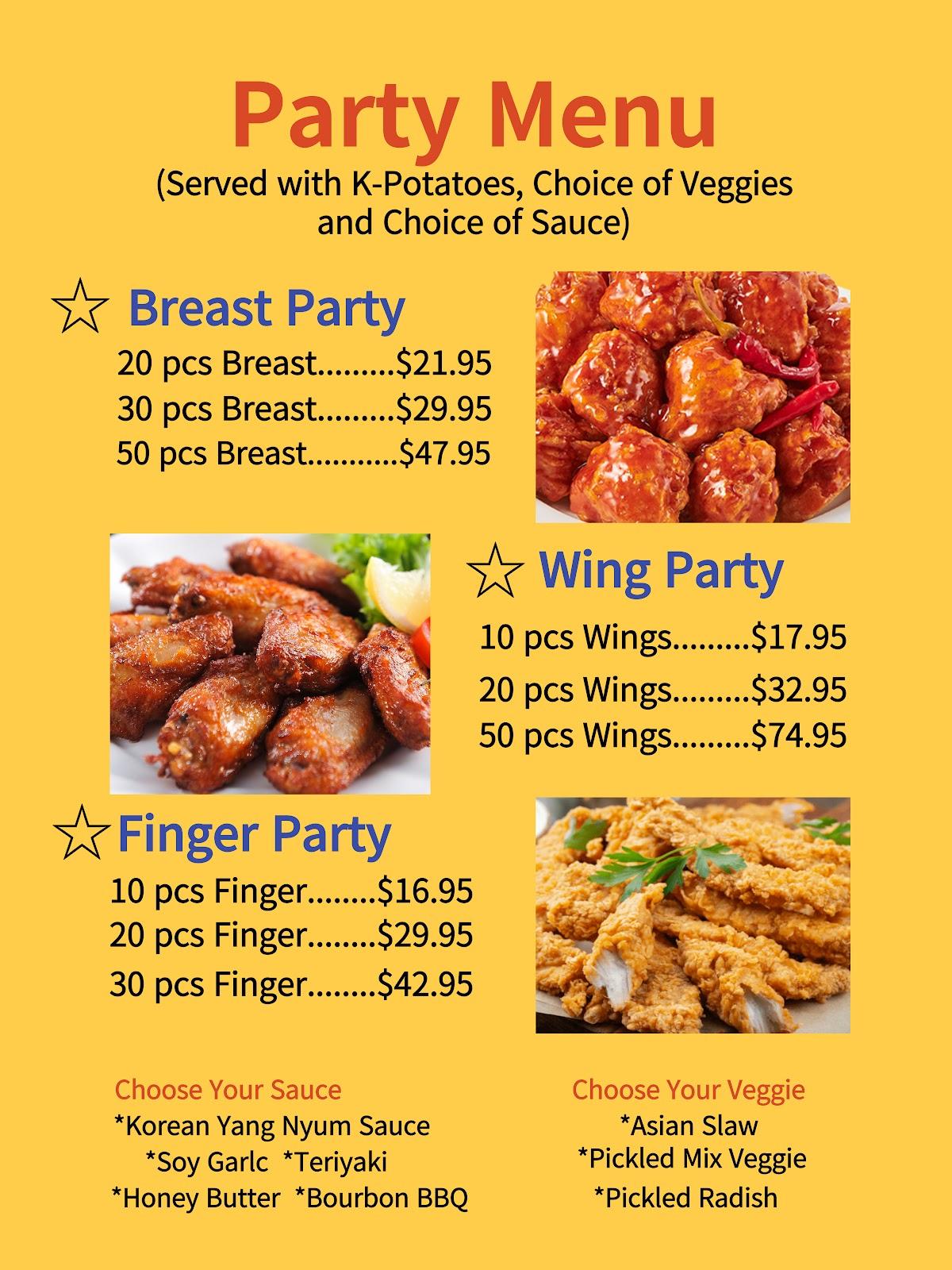 Menu at K Fried Chicken restaurant, Springfield, S National Ave #108
