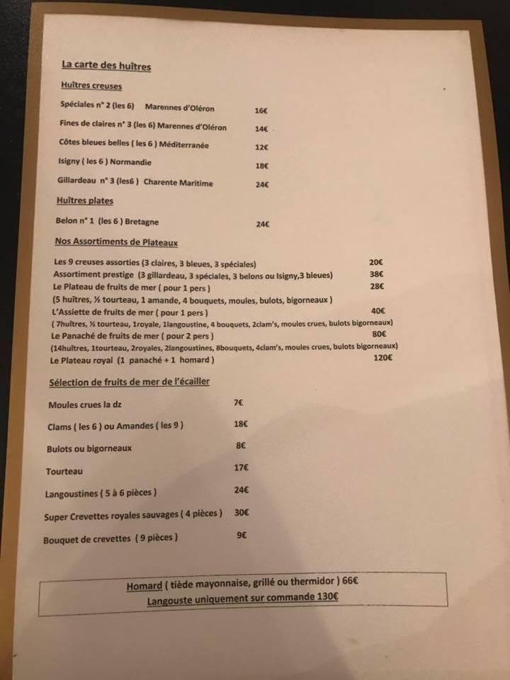 Menu at Le Caveau 30 restaurant, Cannes