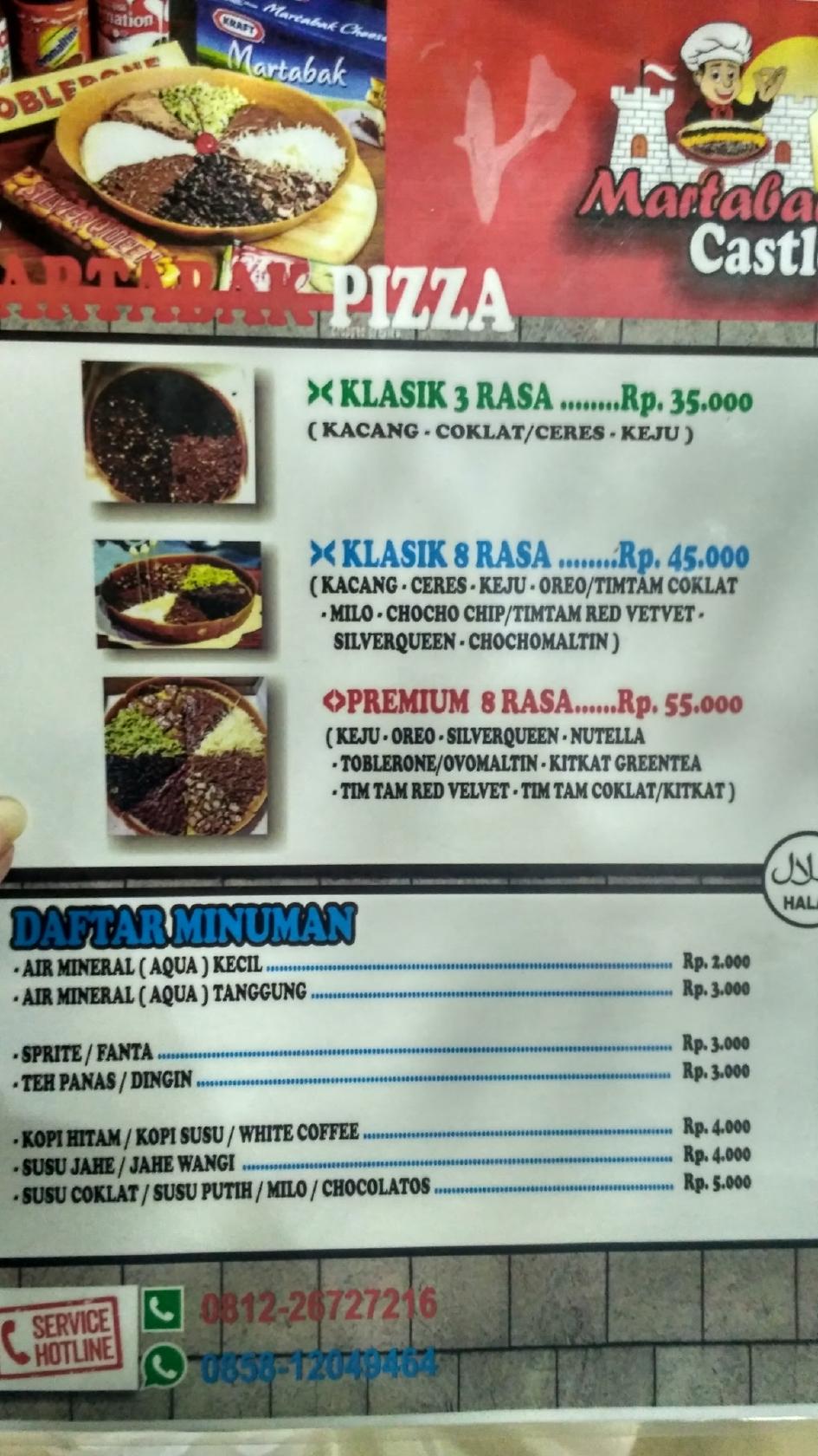 Menu at Martabak Castle cafe, Ambarawa