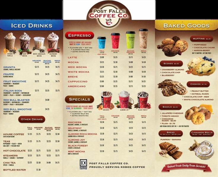 Menu at Terre Coffee & Bakery | Spokane St, Post Falls, 621 N Spokane St