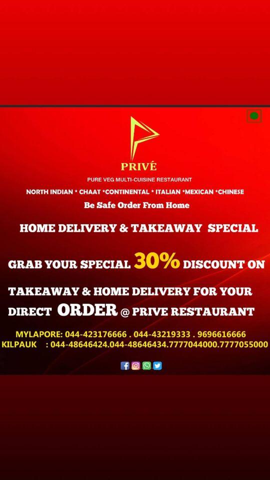 Menu at Prive Restaurant, Chennai, Old 20/1