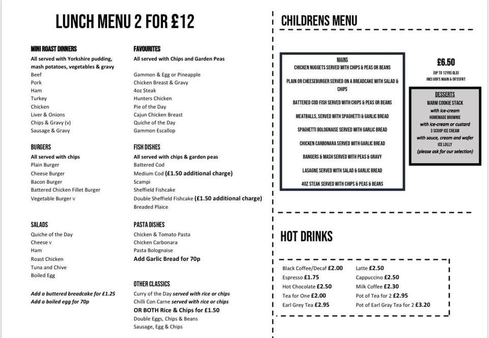 Menu at Rivelin Hotel pub & bar, Sheffield