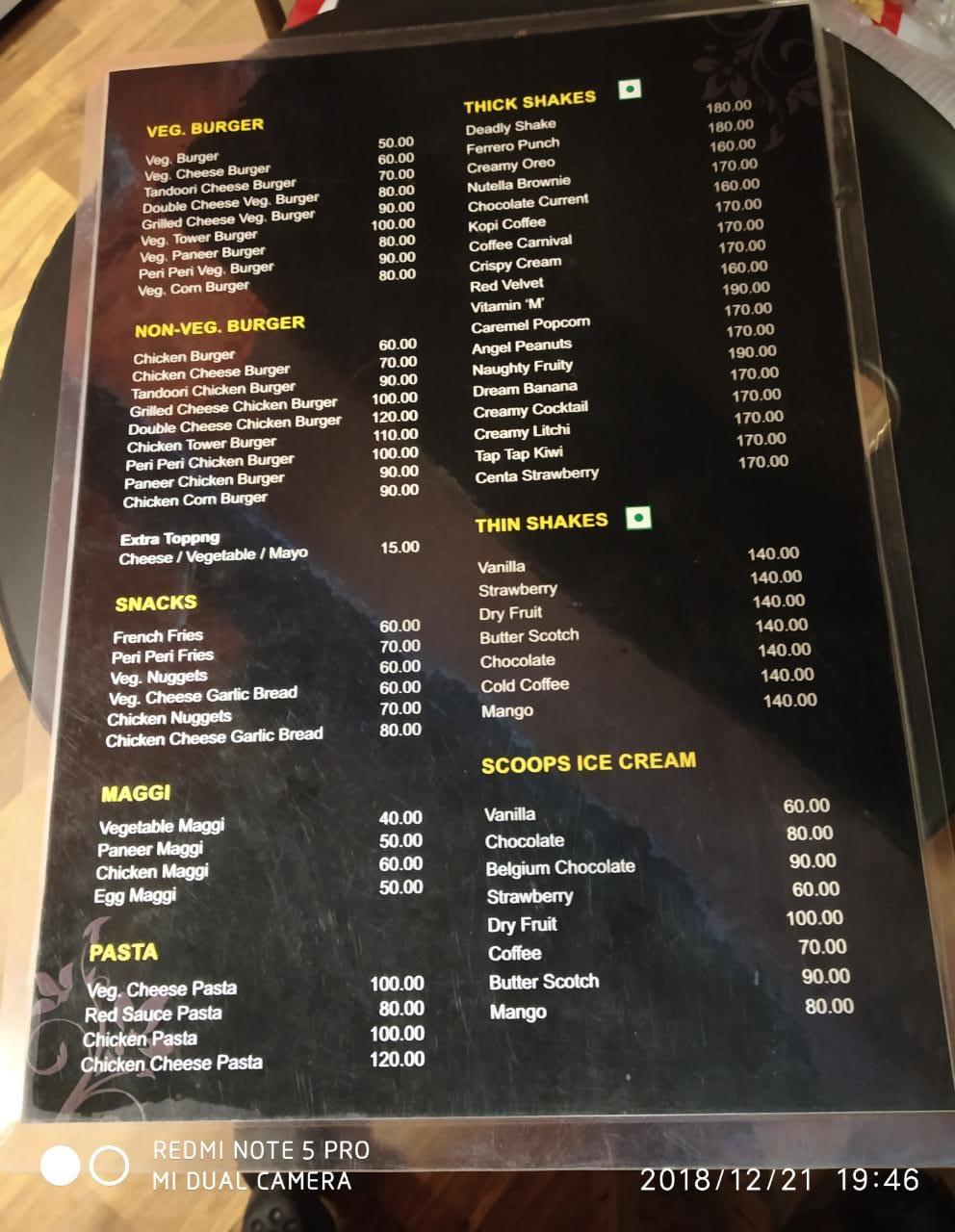 Menu at Sandwich Adda, Hyderabad