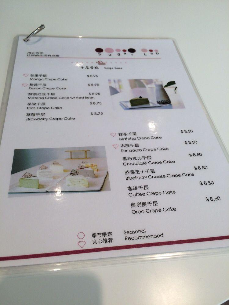 Menu at Sugar Lab Pancake House desserts, Burnaby