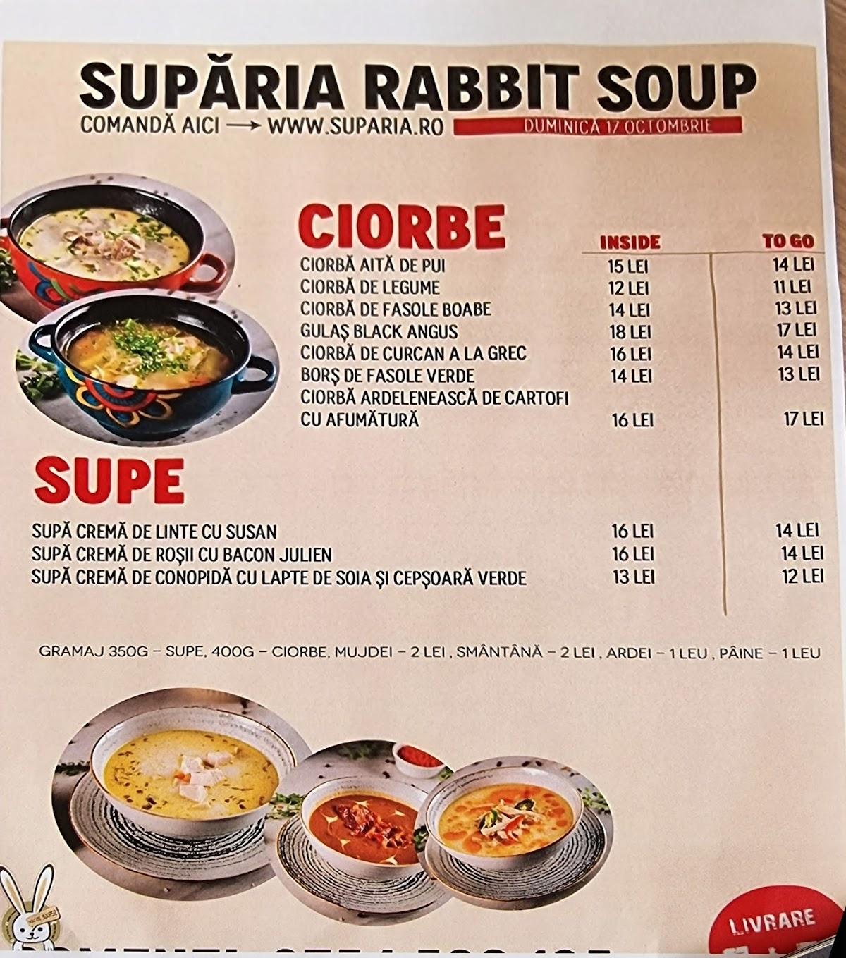 Menu at The Rabbit Hole, Sibiu