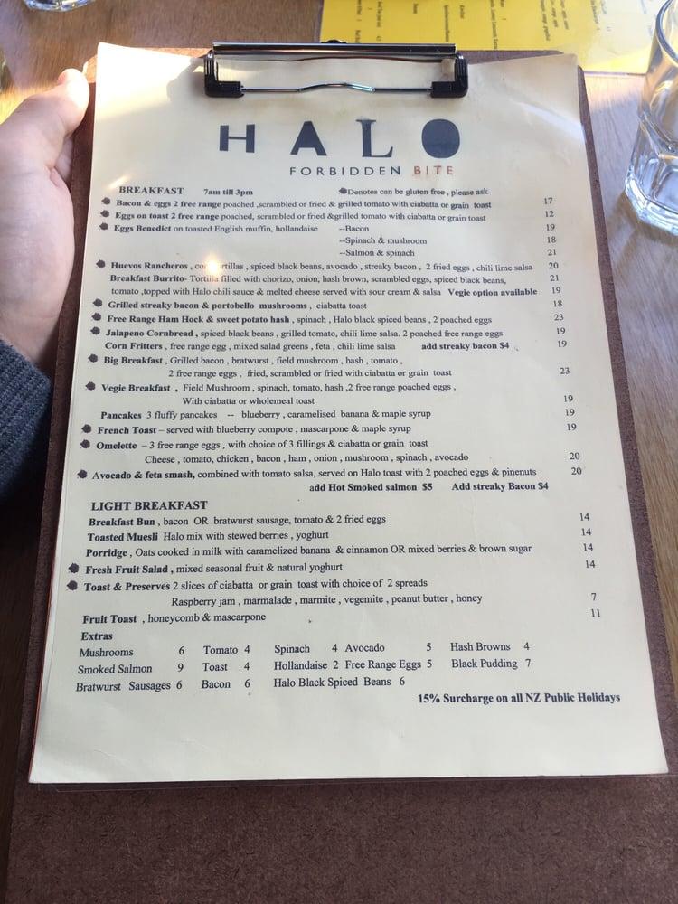 Menu at Halo Forbidden Bite restaurant, Queenstown