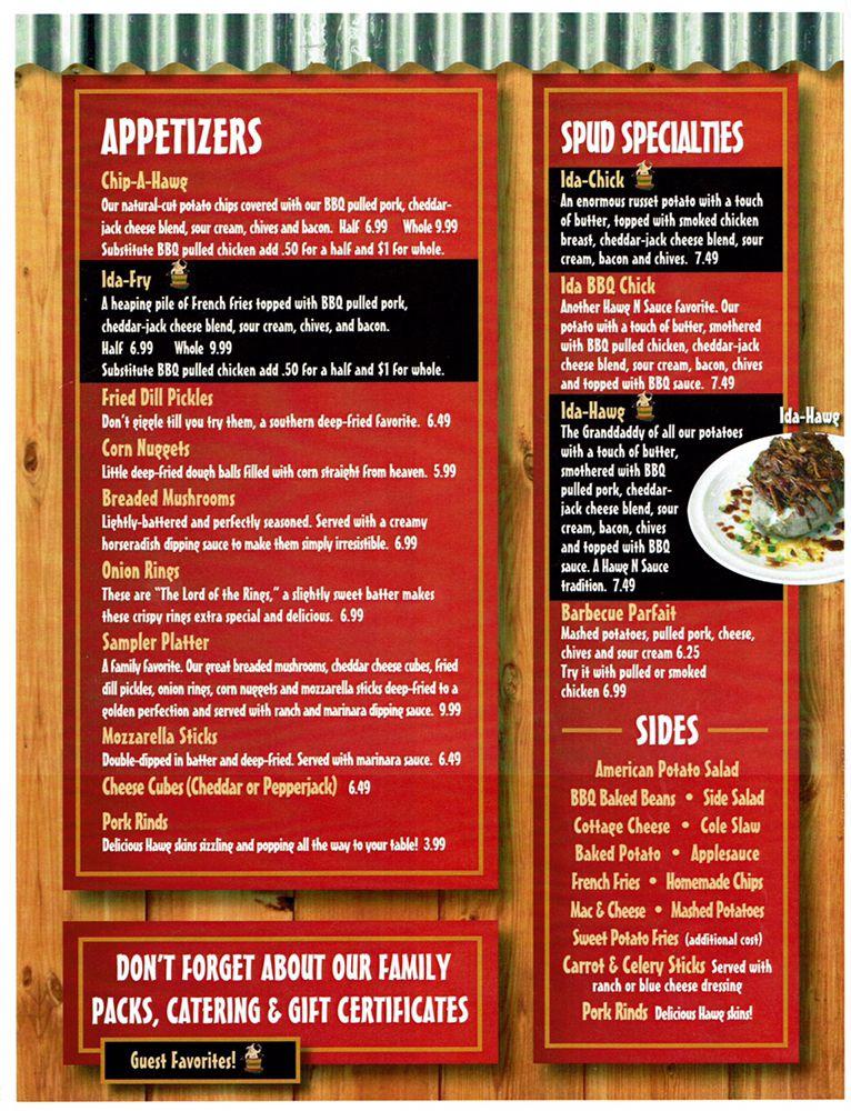Menu at Hawg N Sauce BBQ, Mount Vernon