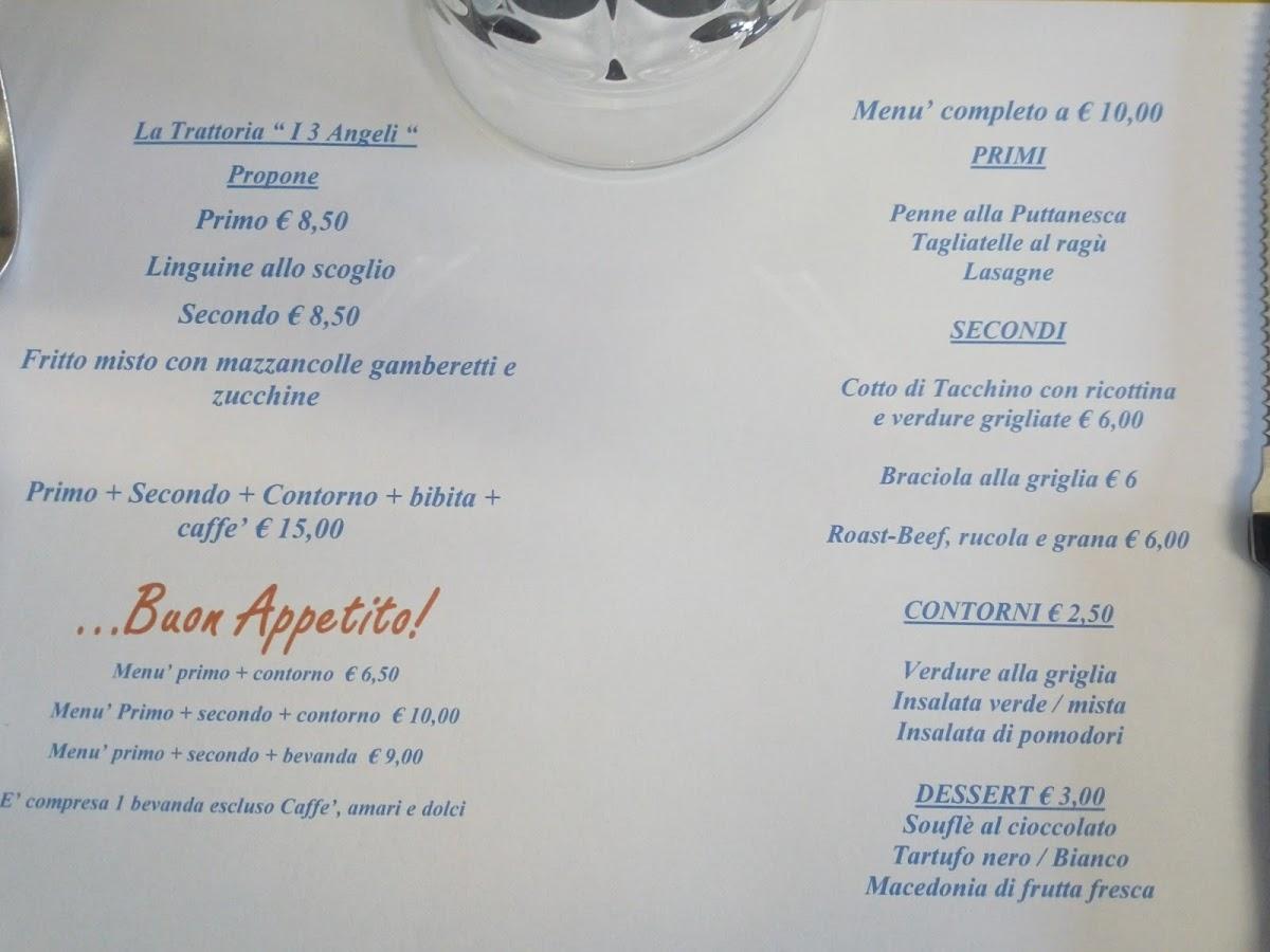 Menu da Pizzeria forno a legna con cucina casalinga I Tre Angeli ...