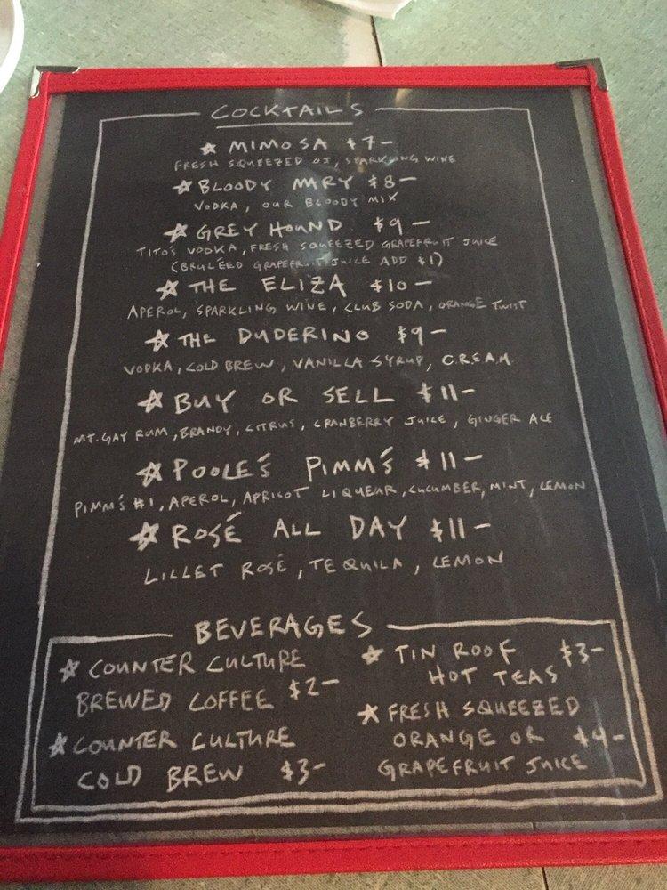 Menu at Poole's restaurant, Raleigh