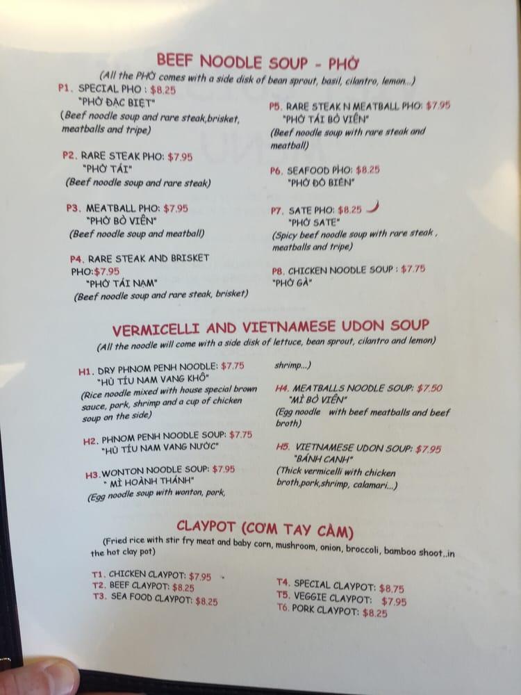 Menu at Viet Cuisine restaurant, Huntsville