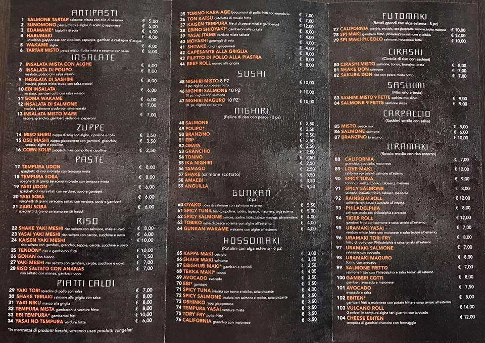 Menu at Yuki Sushi - Ristorante Giapponese, Maserà di Padova