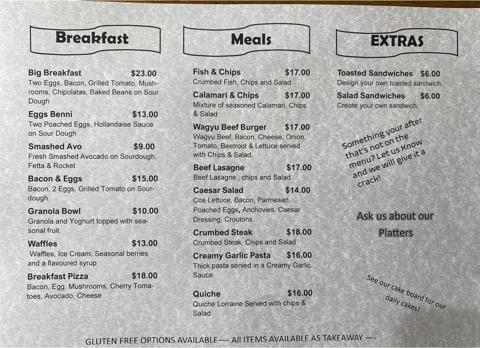 Menu at @81 cafe, Nanango