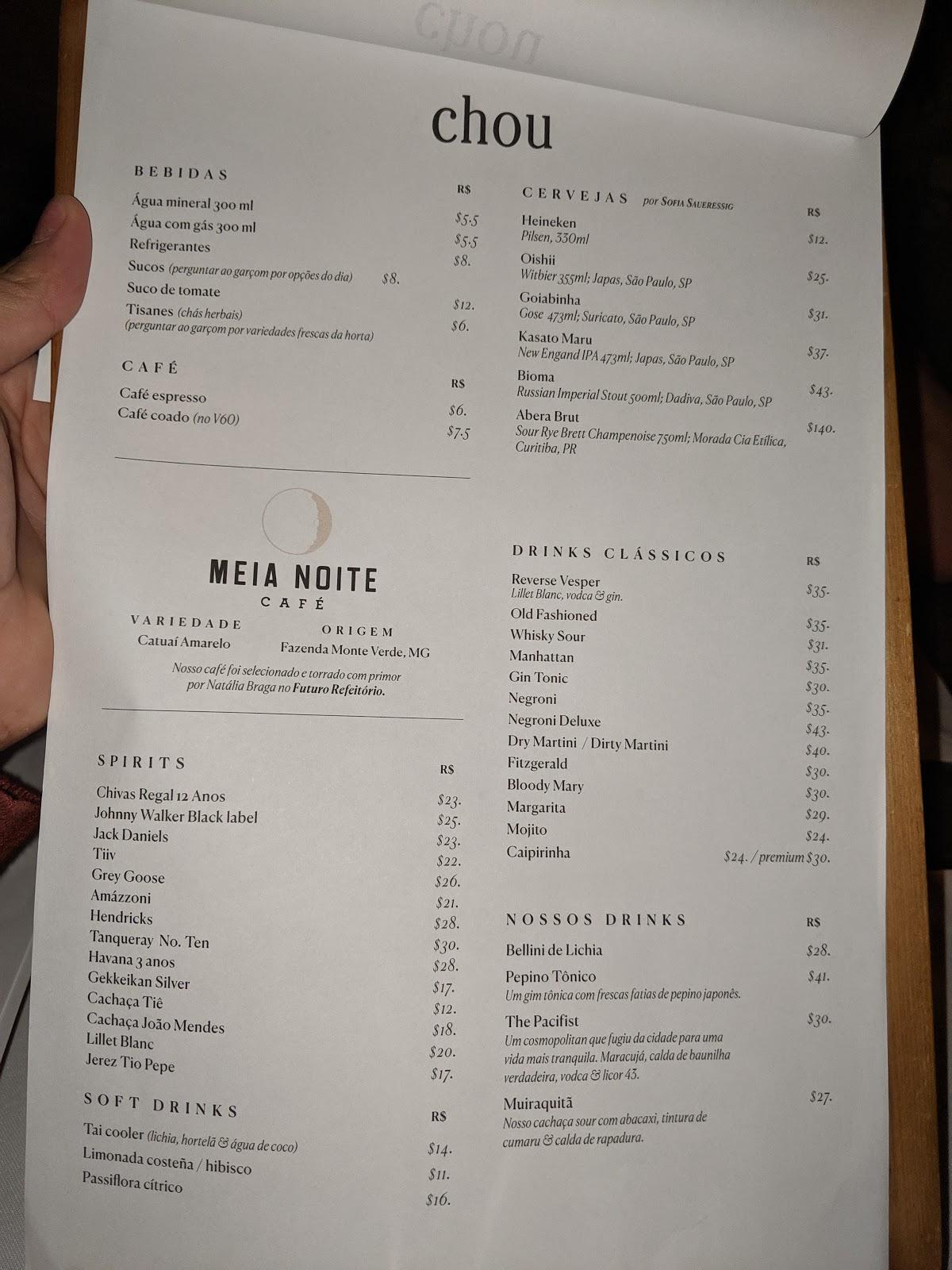 Menu em Chou restaurante, São Paulo