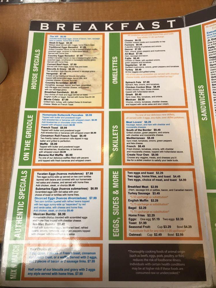 Menu at Executive Diner restaurant, Toledo, W Sylvania Ave