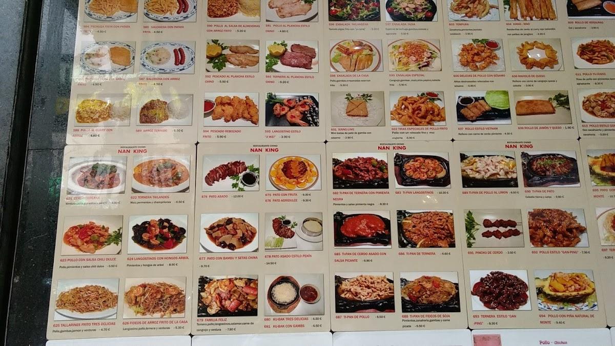 Carta de Restaurante Nan King, San Juan de Alicante, Av. la Rambla