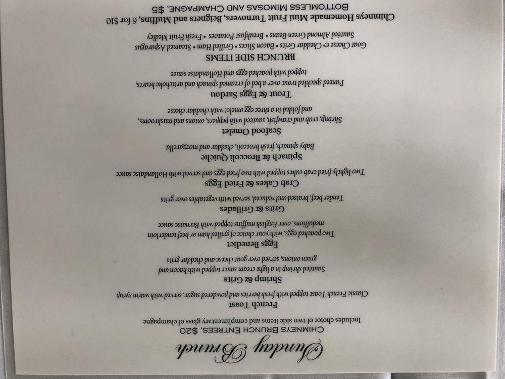 Menu at The Chimneys Restaurant, Gulfport, E Beach Blvd