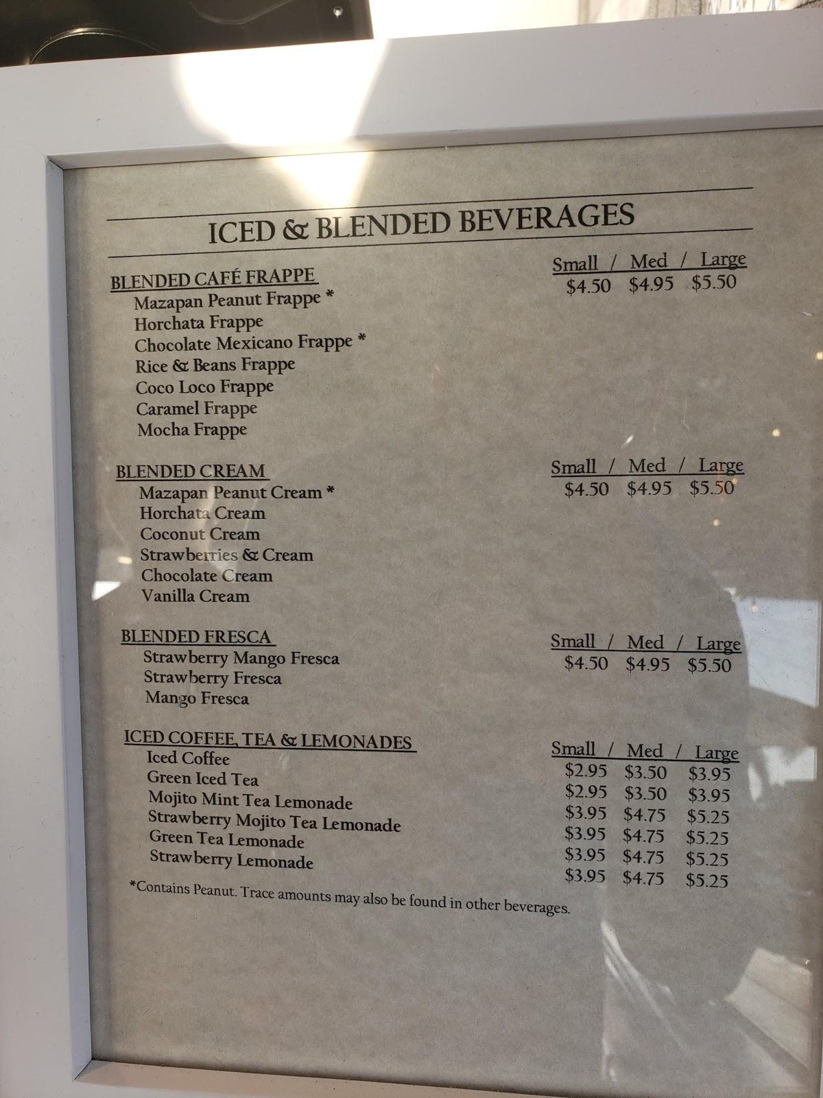 Carta del restaurante Tierra Mia Coffee Drive Thru, El Monte