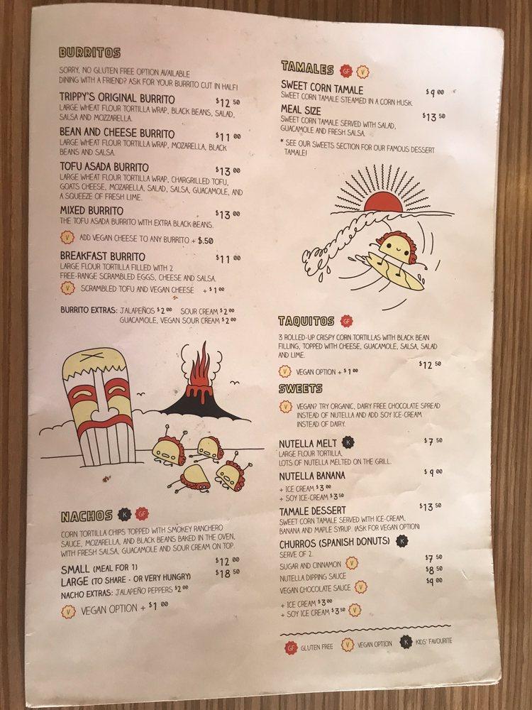 Menu at Trippy Taco restaurant, Fitzroy, 234 Gertrude St