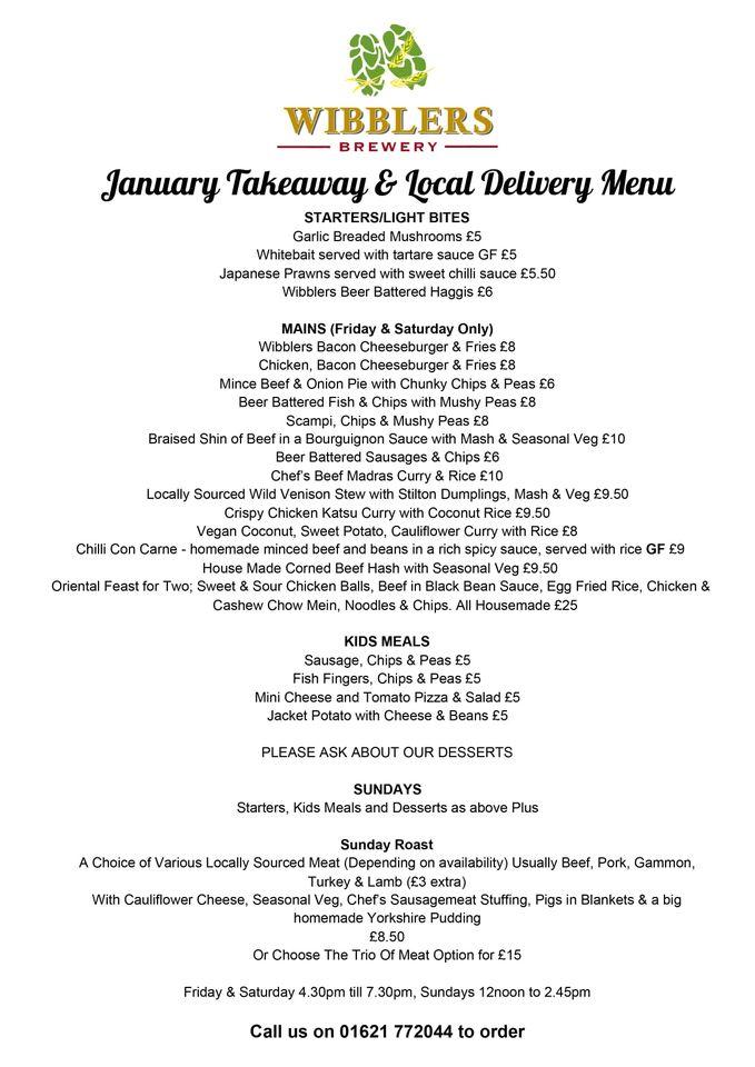 Menu at Wibblers Brewery, Taproom & Kitchen pub & bar, Southminster