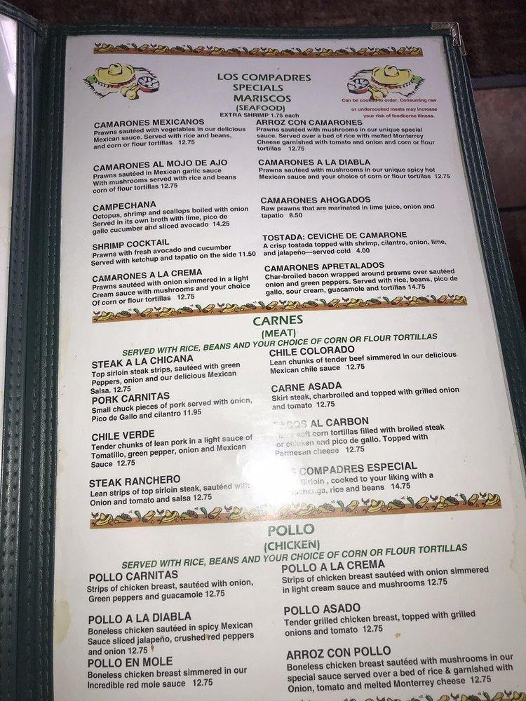 Menu at Los Compadres Restaurant, Oroville