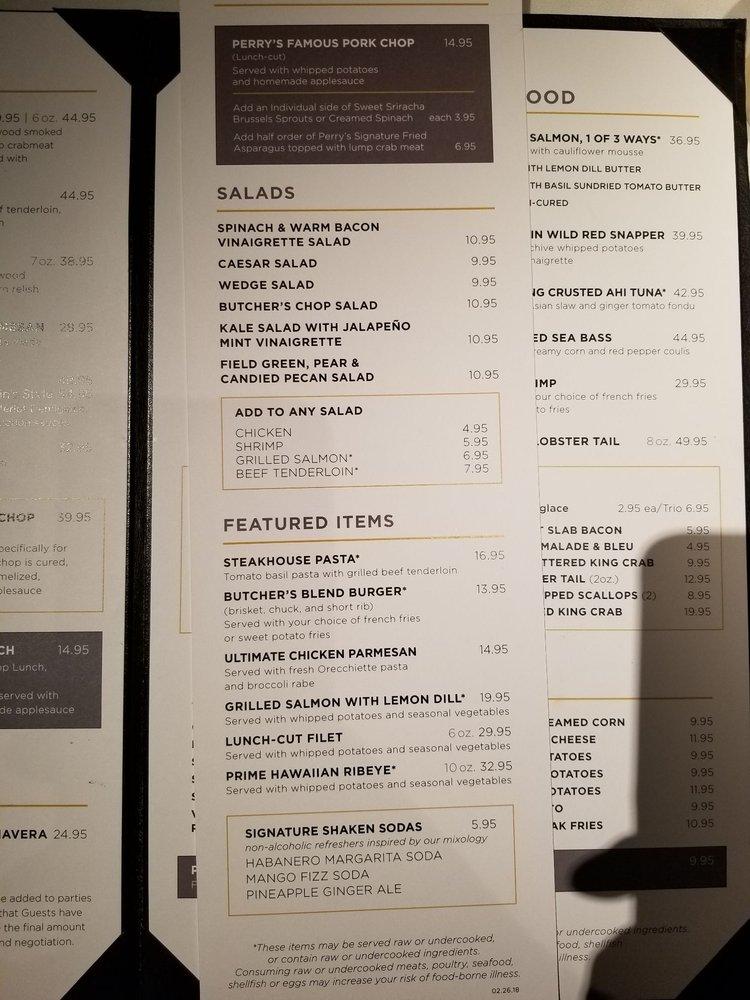 Menu at Perry's Steakhouse & Grille, The Woodlands, Woodlands Pkwy