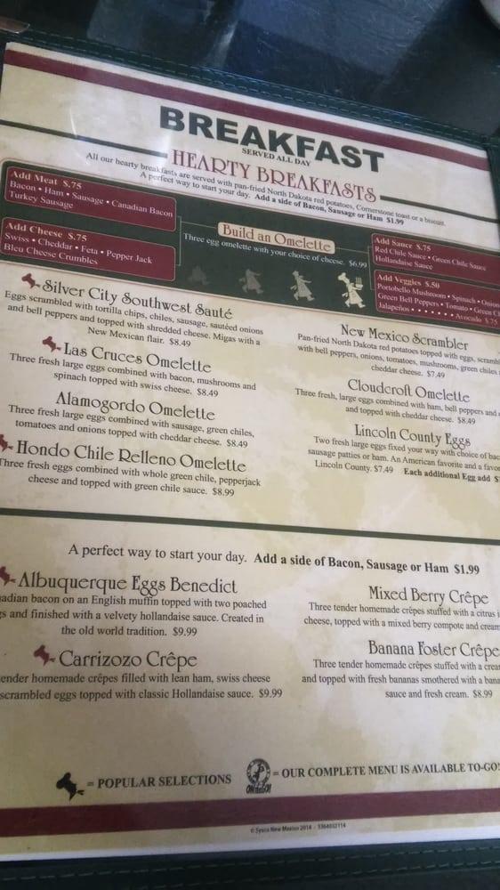 Menu at The Cornerstone Bakery & Cafe, Ruidoso, Sudderth Dr