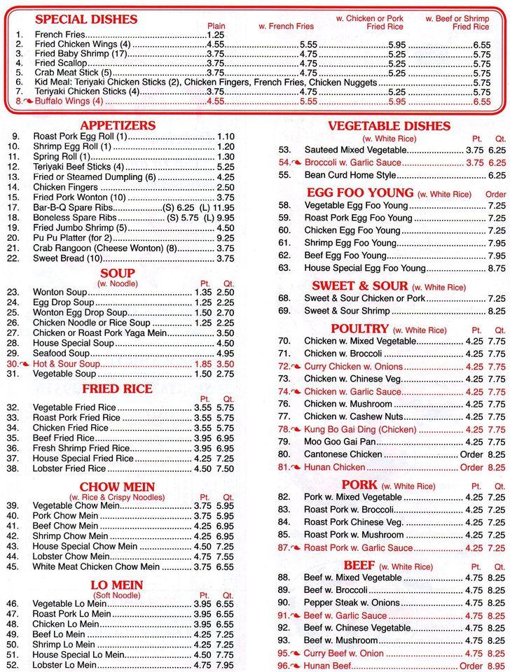 Menu at China Fun restaurant, Boiling Springs