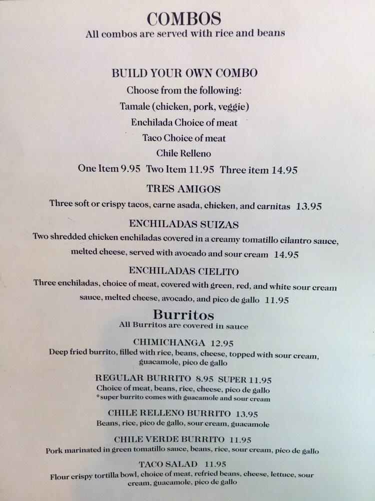 Menu at Cielito Lindo Mexican Restaurant, Santa Rosa