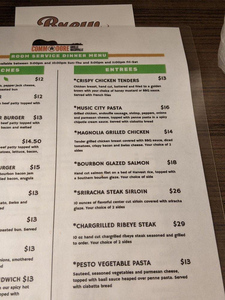 Menu at Commodore Grille pub & bar, Nashville
